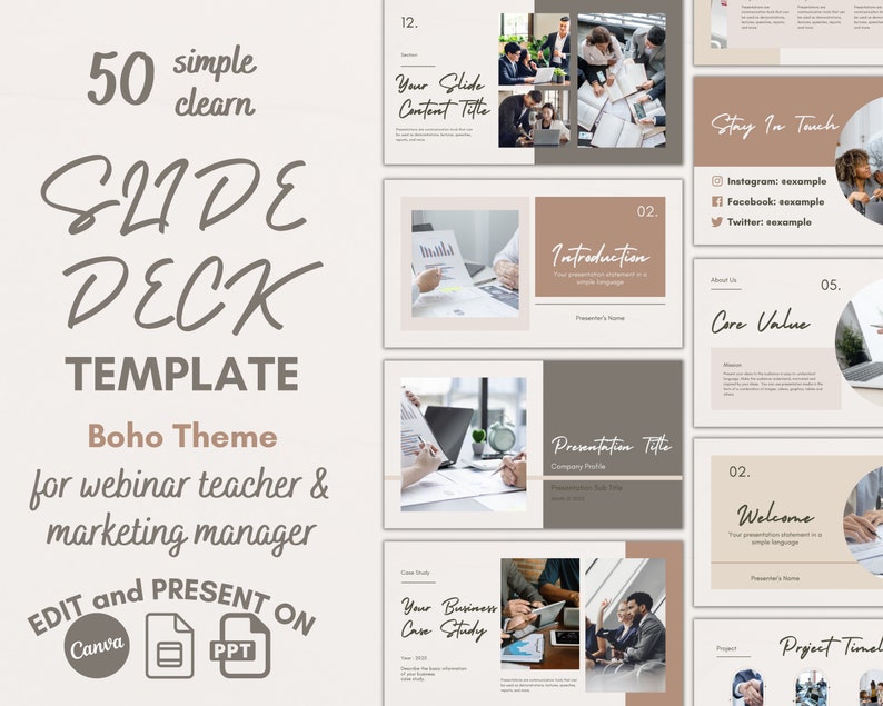Simple Webinar Slide Deck Template for Business Marketing - Etsy