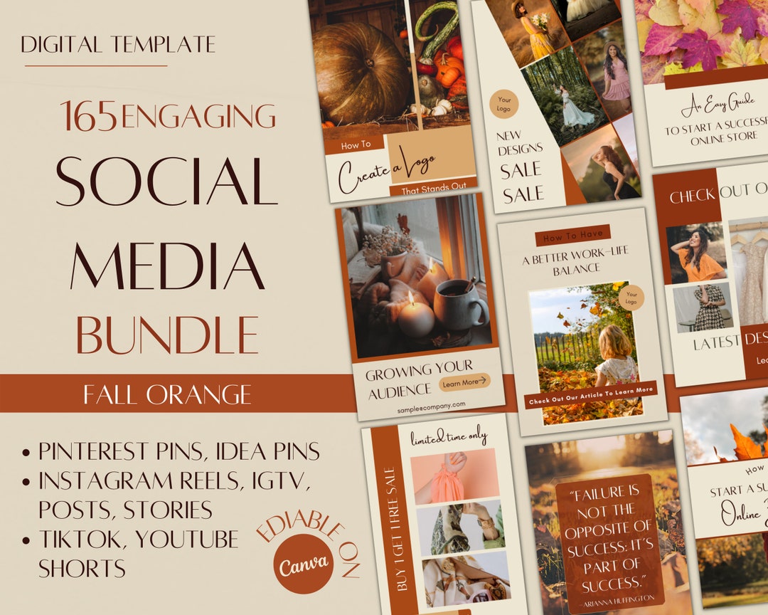 Fall Social Media Templates: Halloween Orange, 160+ Canva Designs ...