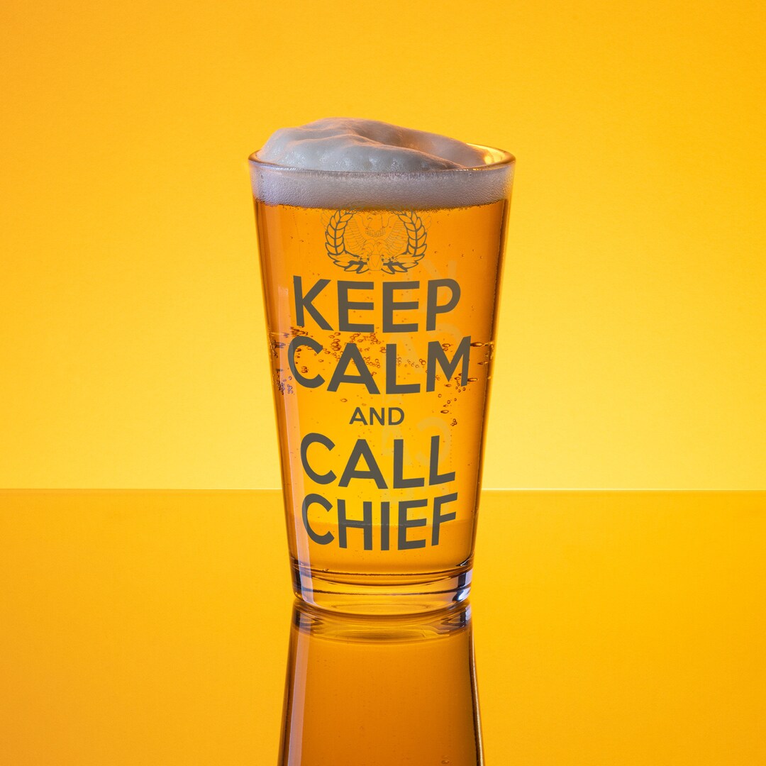 Army Warrant Officer Eagle Rising Keep Calm and Call Chief Pint Glass ...