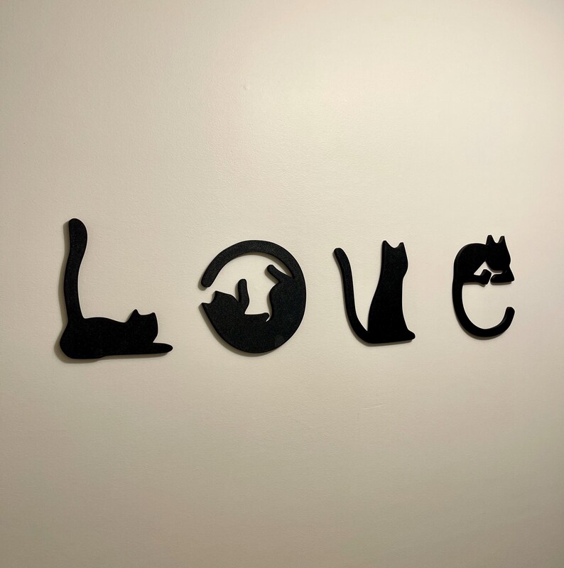 Cat LOVE Wall Art - Cute Cat-themed Home Decor - Custom 3D Printed ...