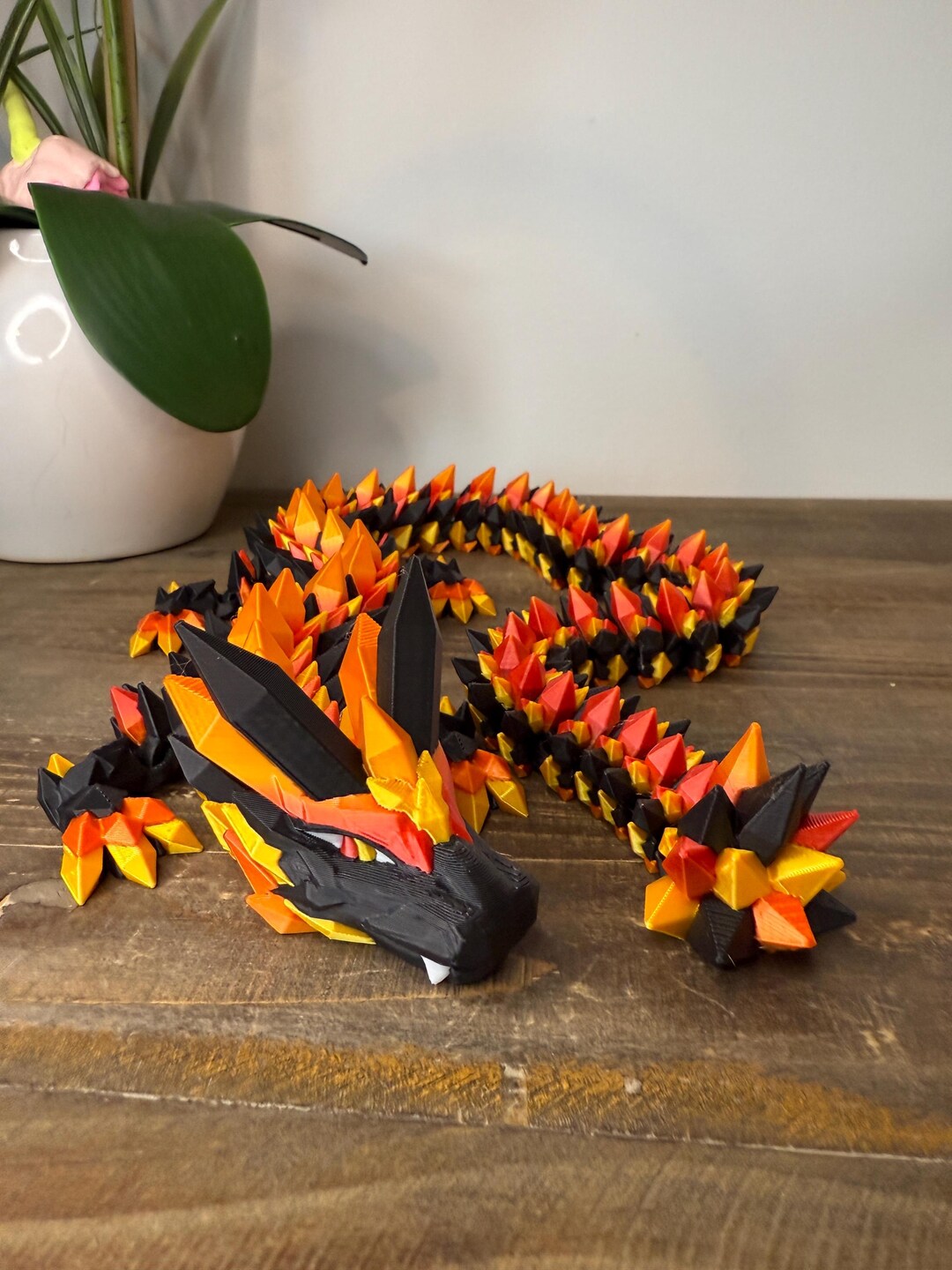 Fire Crystal Dragon Full Size | 26" 3D Printed Articulated Dragon ...
