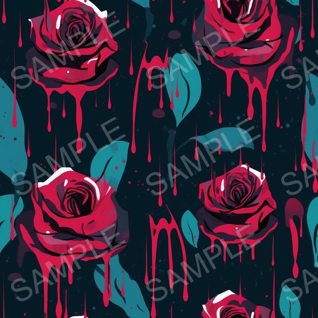 Drip Style Roses, Digital Paper Seamless Pattern Pack, Instant ...