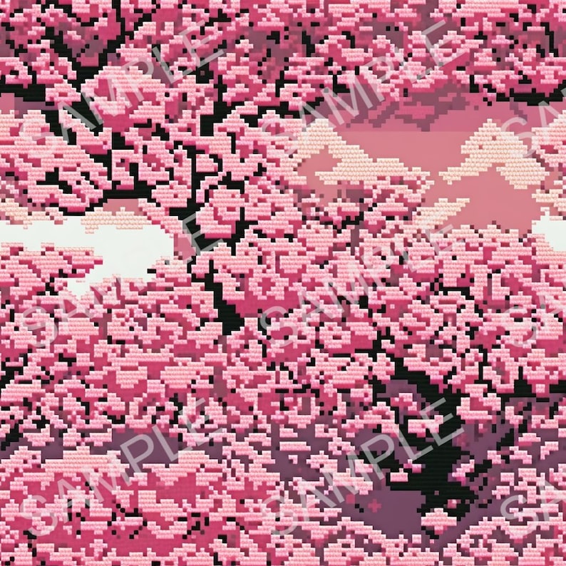 Pixel Art Style Cherry Blossoms Digital Paper Seamless - Etsy