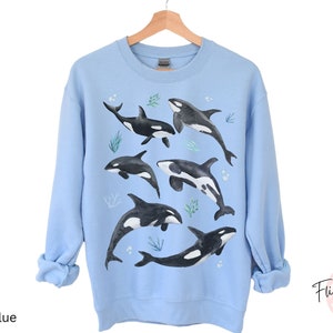 Killer Whale Sweater Orca Trendy Ocean Crewneck Aesthetic Whales Crew ...