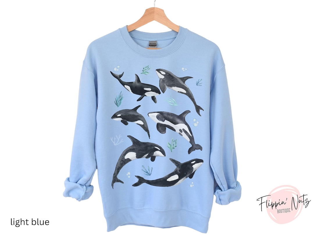 Killer Whale Sweater Orca Trendy Ocean Crewneck Aesthetic Whales Crew ...