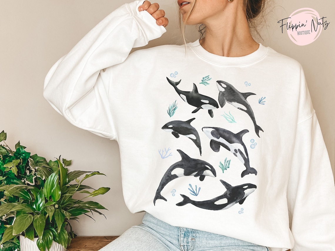 Killer Whale Sweater Orca Trendy Ocean Crewneck Aesthetic - Etsy