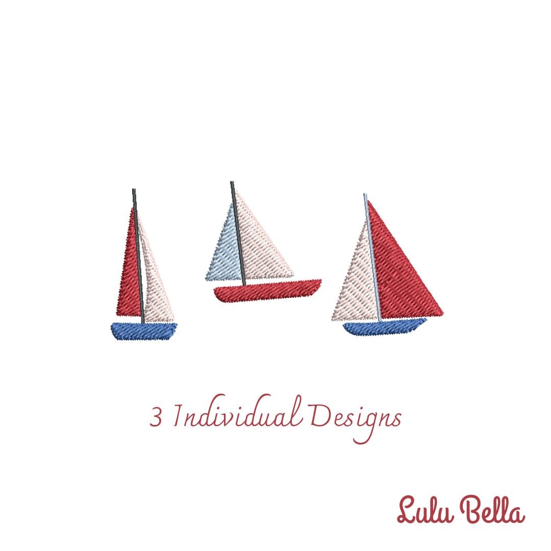 Sail Boats Machine Embroidery - 3 Individual Digital Designs in 3 Sizes ...