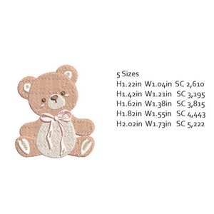 Mini Teddy Bear Machine Embroidery Files - 5 Sizes - Digital File ZIP ...