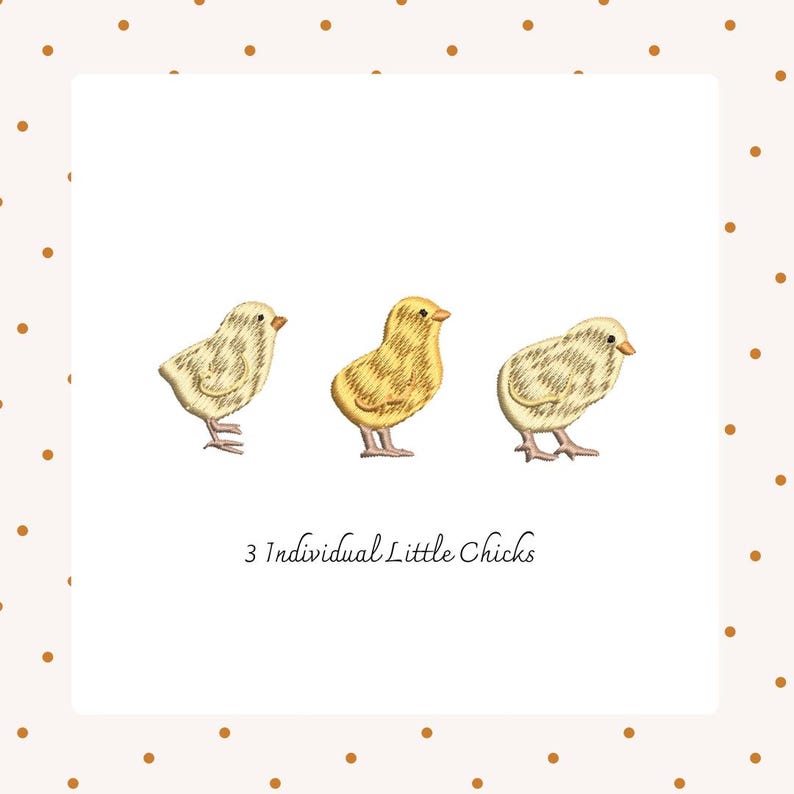 3 Individual Chicks Machine Embroidery Digital Files - Satin Stitch in ...