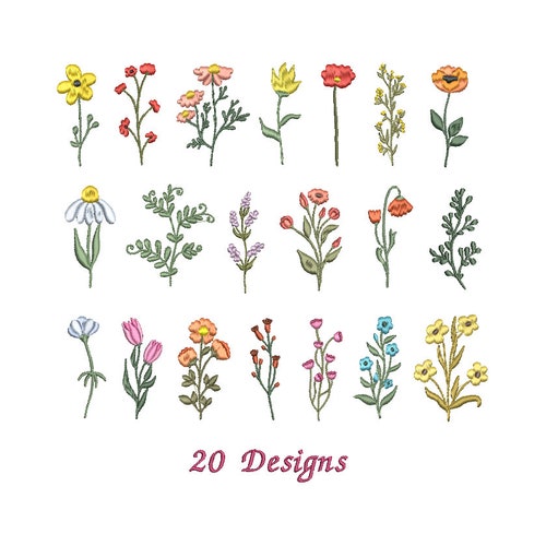 Flower Pack Machine Embroidery 20 Individual Digital Files - Etsy