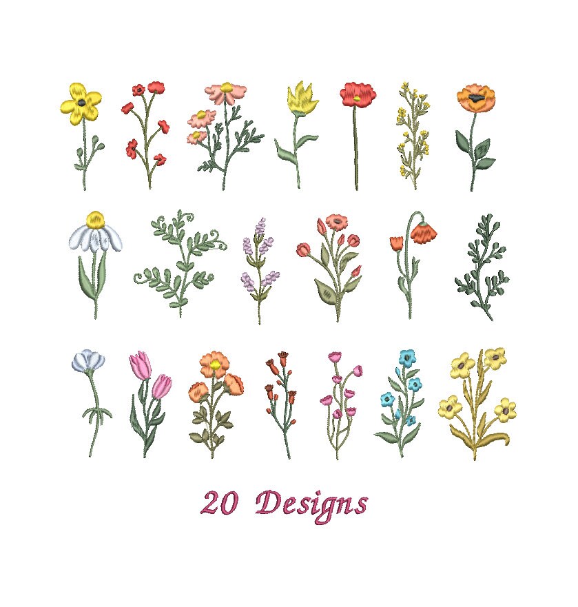 Flower Pack Machine Embroidery 20 Individual Digital Files - Etsy