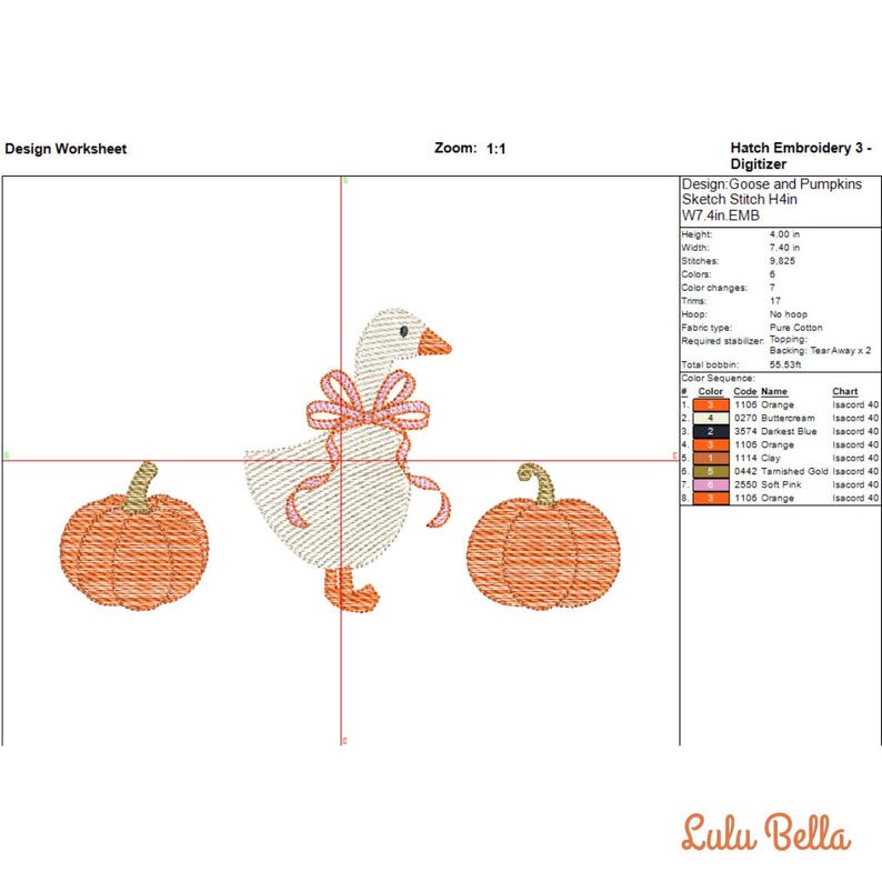 Goose and Pumpkins Sketch Stitch Machine Embroidery Design 5 Sizes - Etsy
