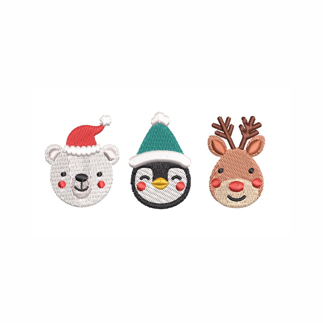Reindeer Penguin Polar Bear Mini Christmas Designs - Machine Embroidery ...