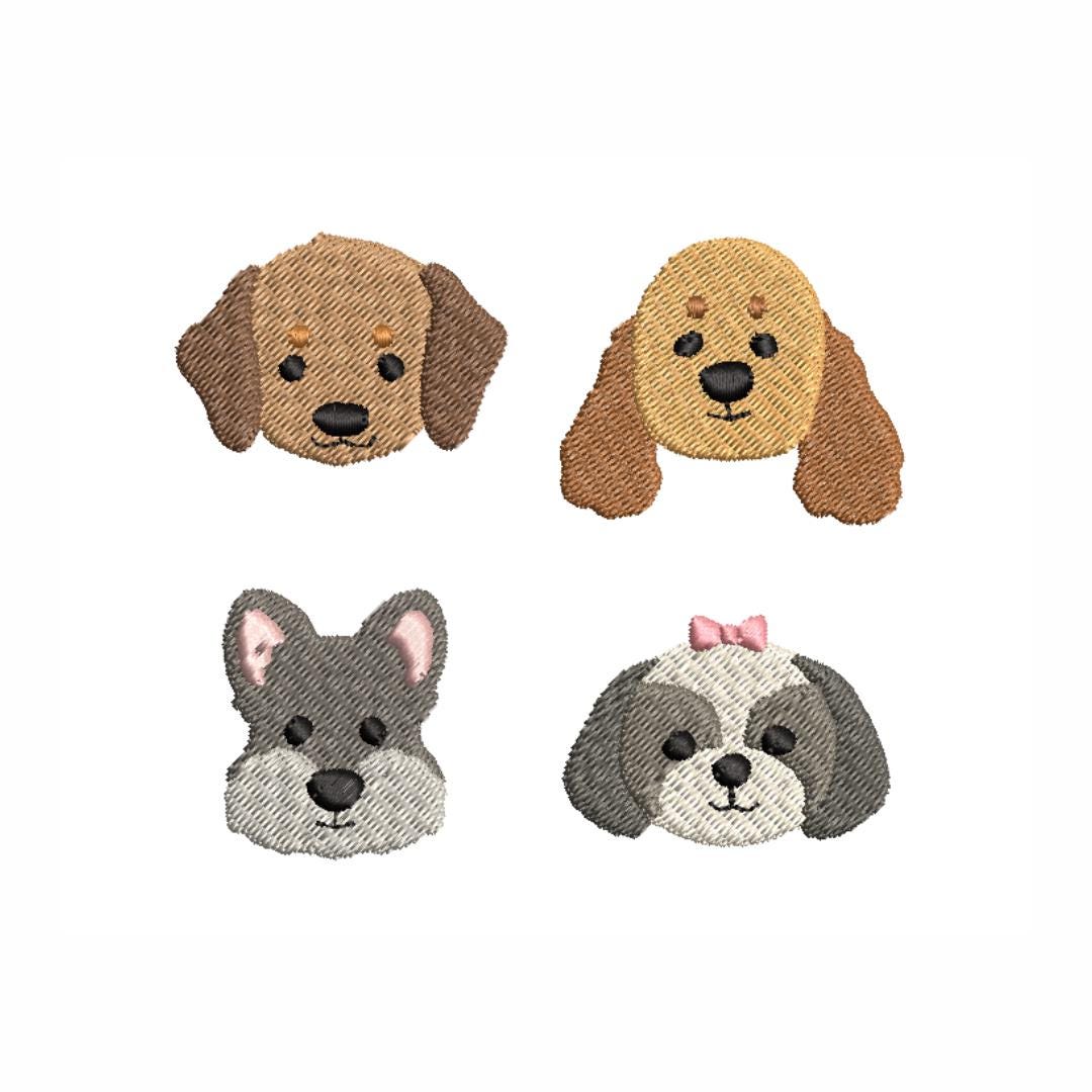 Mini Dog Faces Machine Embroidery Designs – 4 Breeds (instant Download ...
