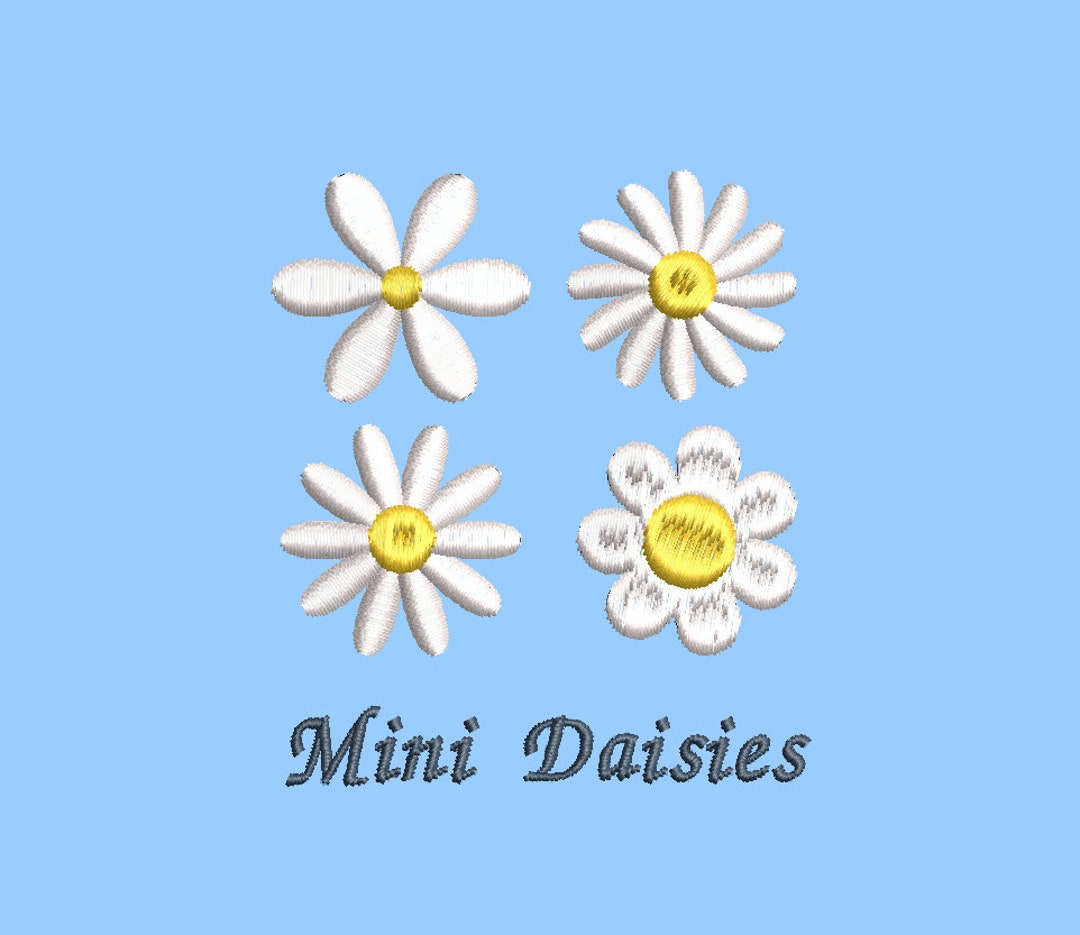 Mini Daisy Flowers Machine Embroidery 4 Individual Digital Files 7 ...