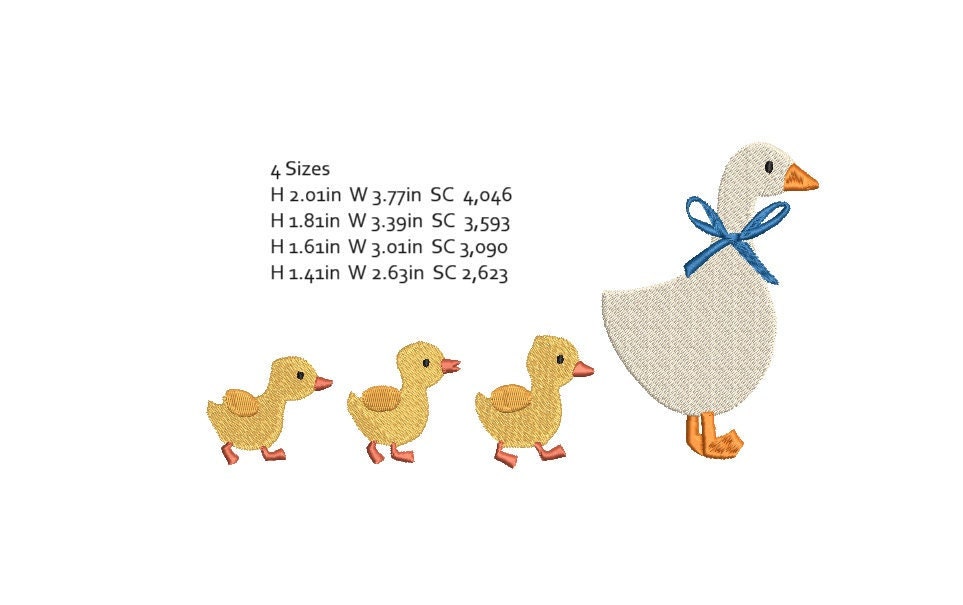 Ducklings and Mother Duck Machine Embroidery Design (digital File) - Etsy
