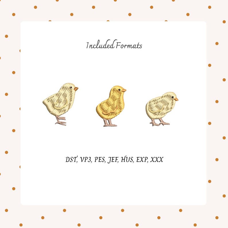 3 Individual Chicks Machine Embroidery Digital Files - Satin Stitch in ...
