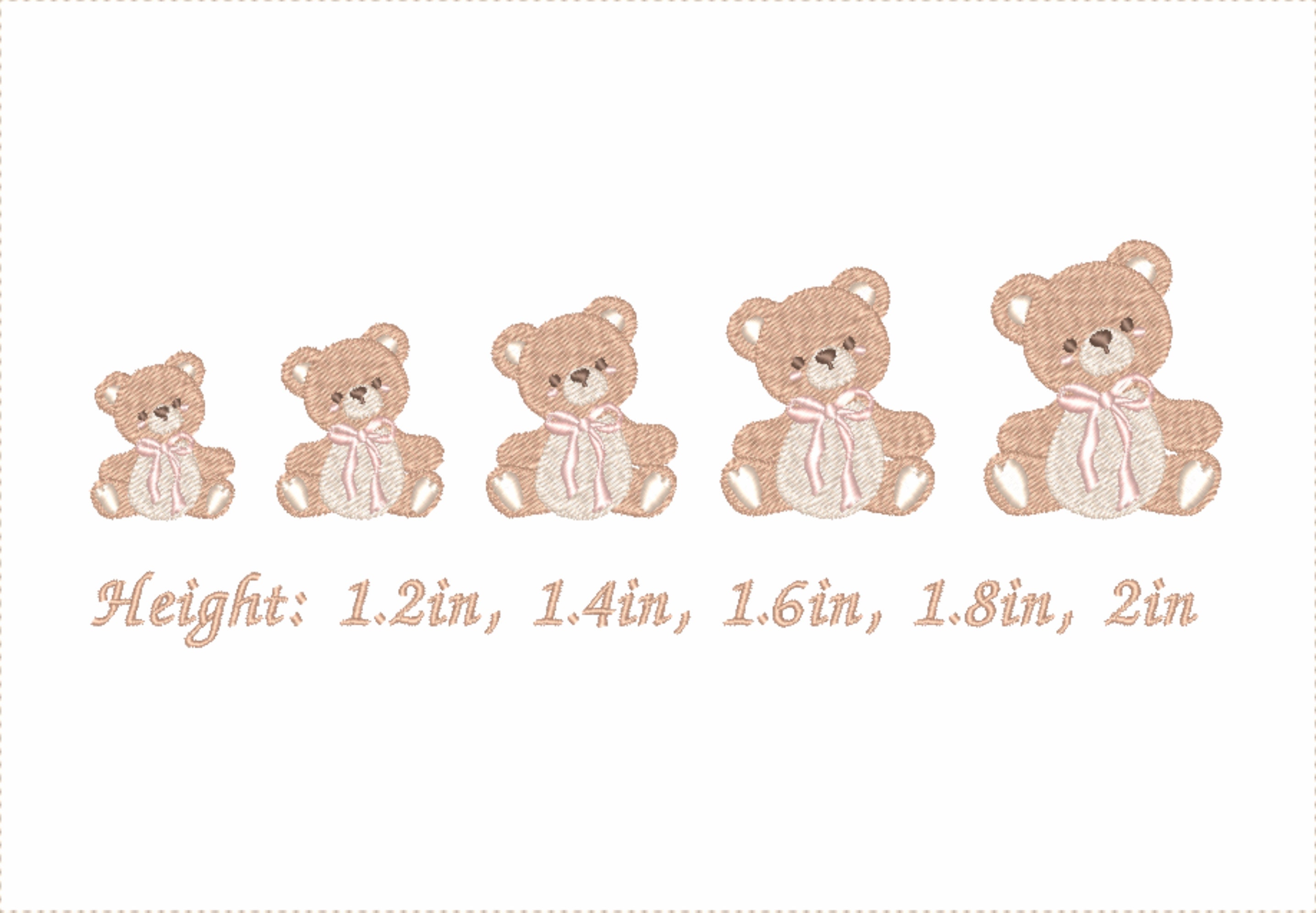 Mini Teddy Bear Machine Embroidery Files 5 Sizes Digital File ZIP - Etsy