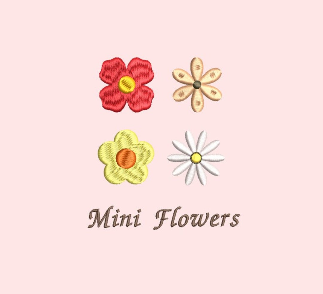 Flowers Mini Machine Embroidery Digital Files Satin Fill 4 - Etsy