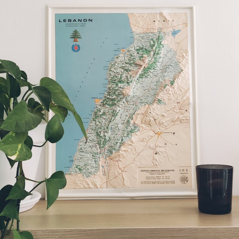 Map of Lebanon in Relief| 3D | Art | Post| Gifts| Memories of Lebanon ...