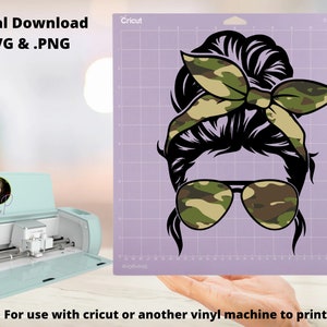 Messy Bun Army .svg & .png Files for Machines Like Cricut Sublimation ...