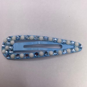 Set of 4 Bling Snap Hair Clips-barrettes / Light Blue / 2.8 Inch Metal ...