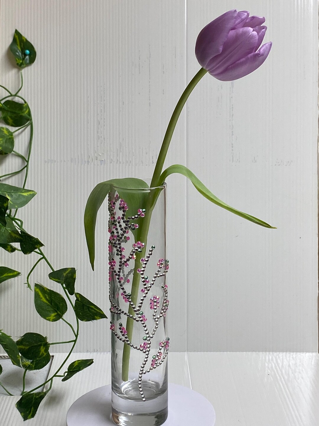 Single Stem Vase / Bud Vase / Cherry Blossom Budding Branch Design ...