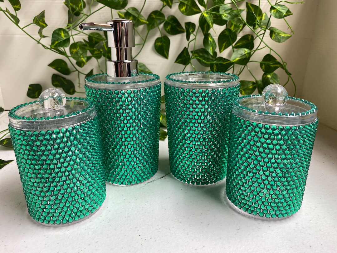 4 Piece Bathroom Accessory Set / Sea Mist Green Colored High Shine ...