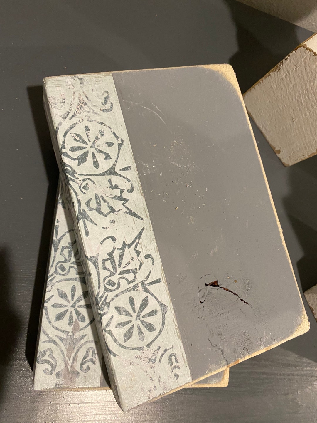 Rustic French Farmhouse Vintage Looking Books set of 2 Wooden - Etsy