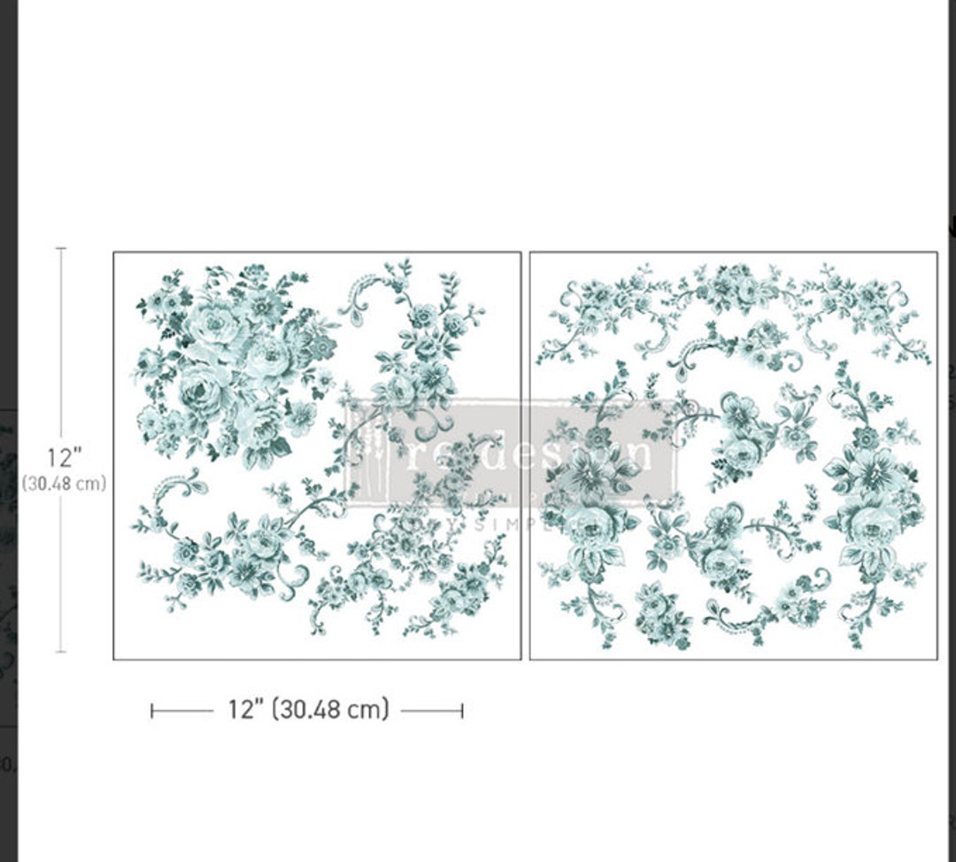 Minty Roses Maxi Transfer 2 Sheets, Redesign by Prima Furniture ...