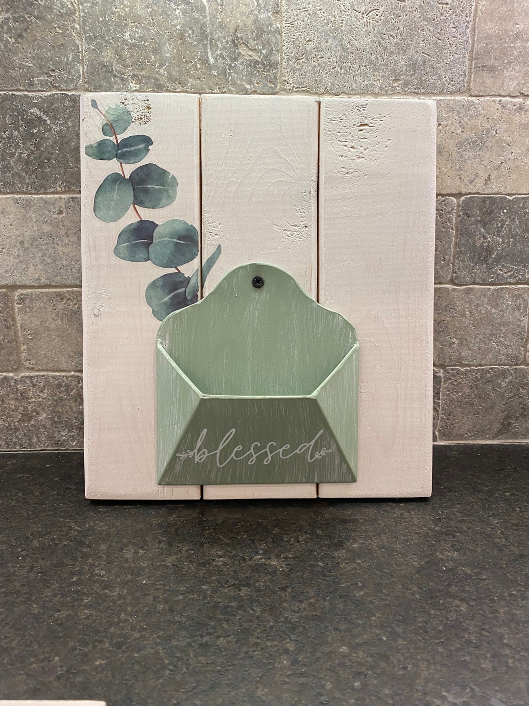 Rustic Country French Farmhouse Wall Mounted Storage Bin, Wooden Bucket ...