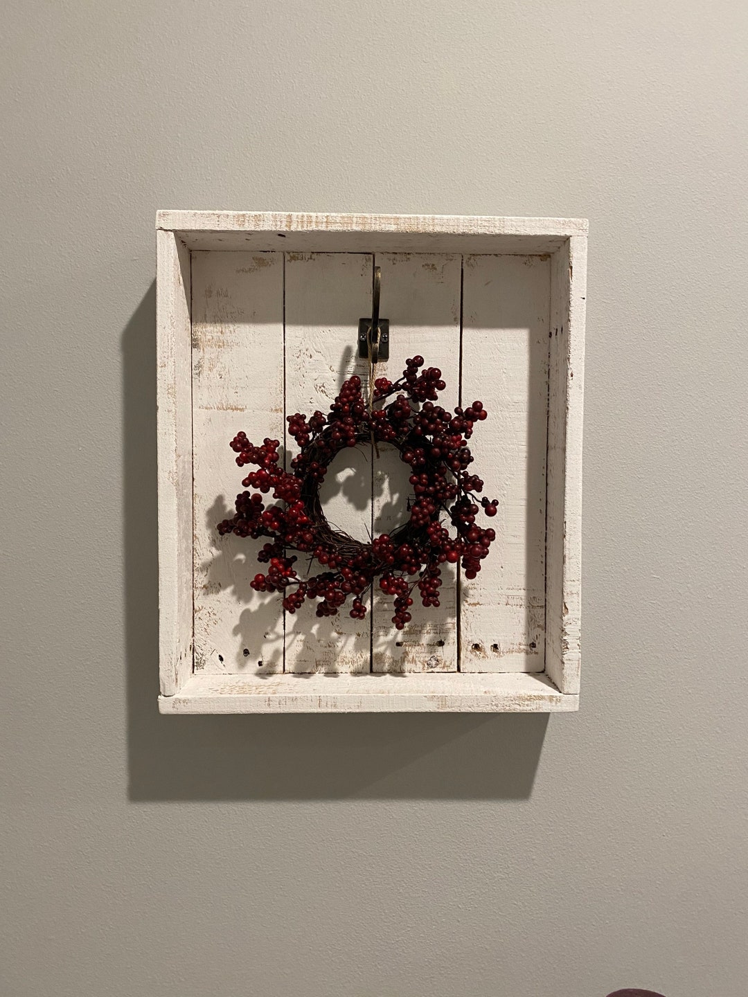 Rustic Country French Farmhouse Shadow Box With Wreath - Etsy