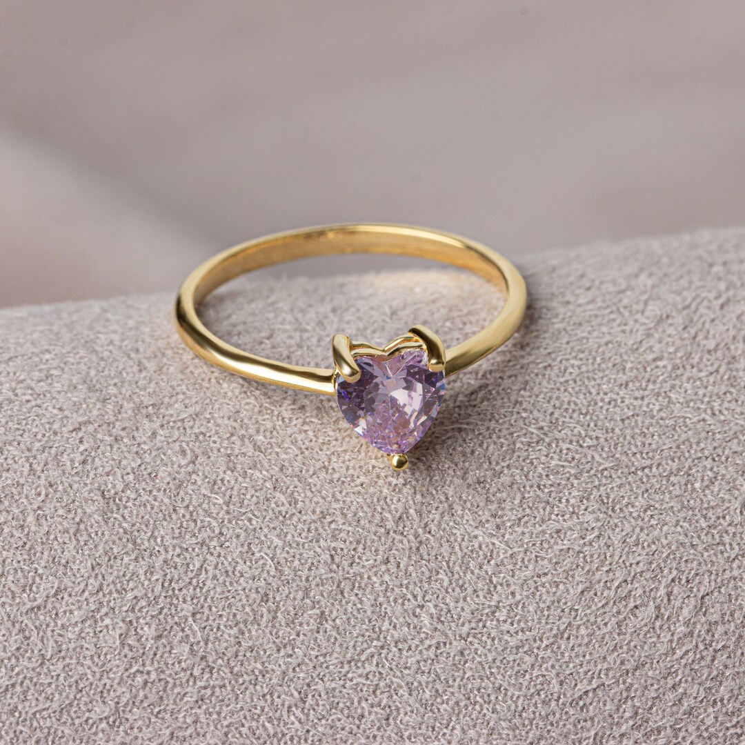 Alexandrite Heart Cut Ring, 14K 10K 8K Solid Gold, June Birthstone ...