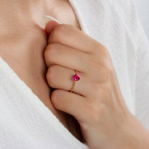 Heart Ruby Ring 14K Solid Gold, July Birthstone Jewelry, Heart Symbol Ring, Perfect Gift for ...