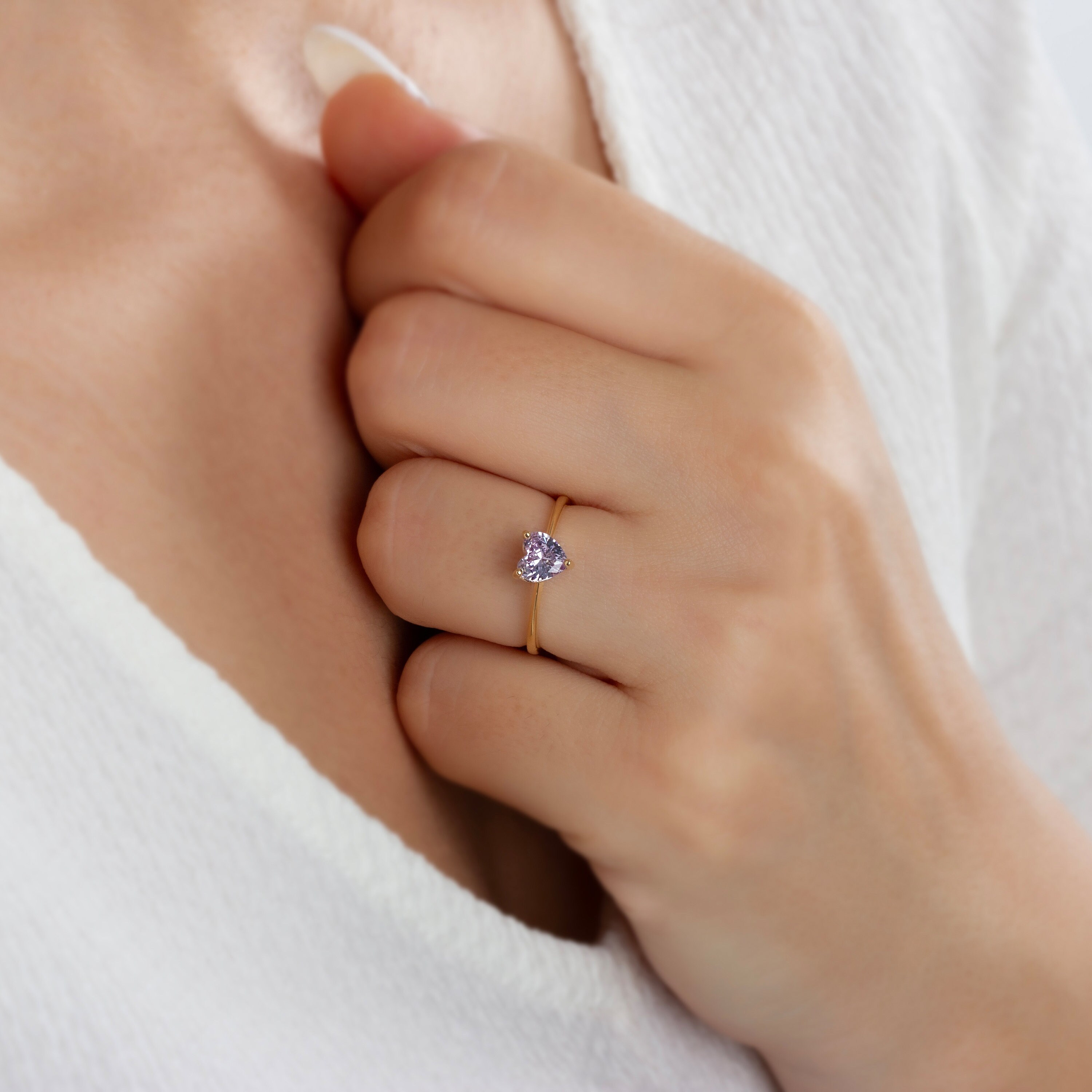 Alexandrite Heart Cut Ring, 14K 10K 8K Solid Gold, June Birthstone ...