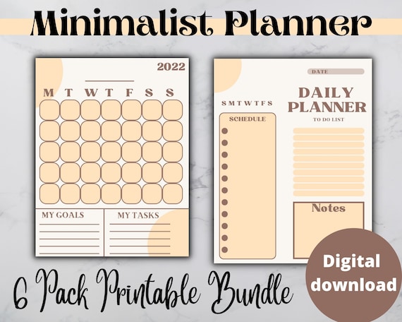 Minimalist Printable Planner Monthly Planner Important - Etsy