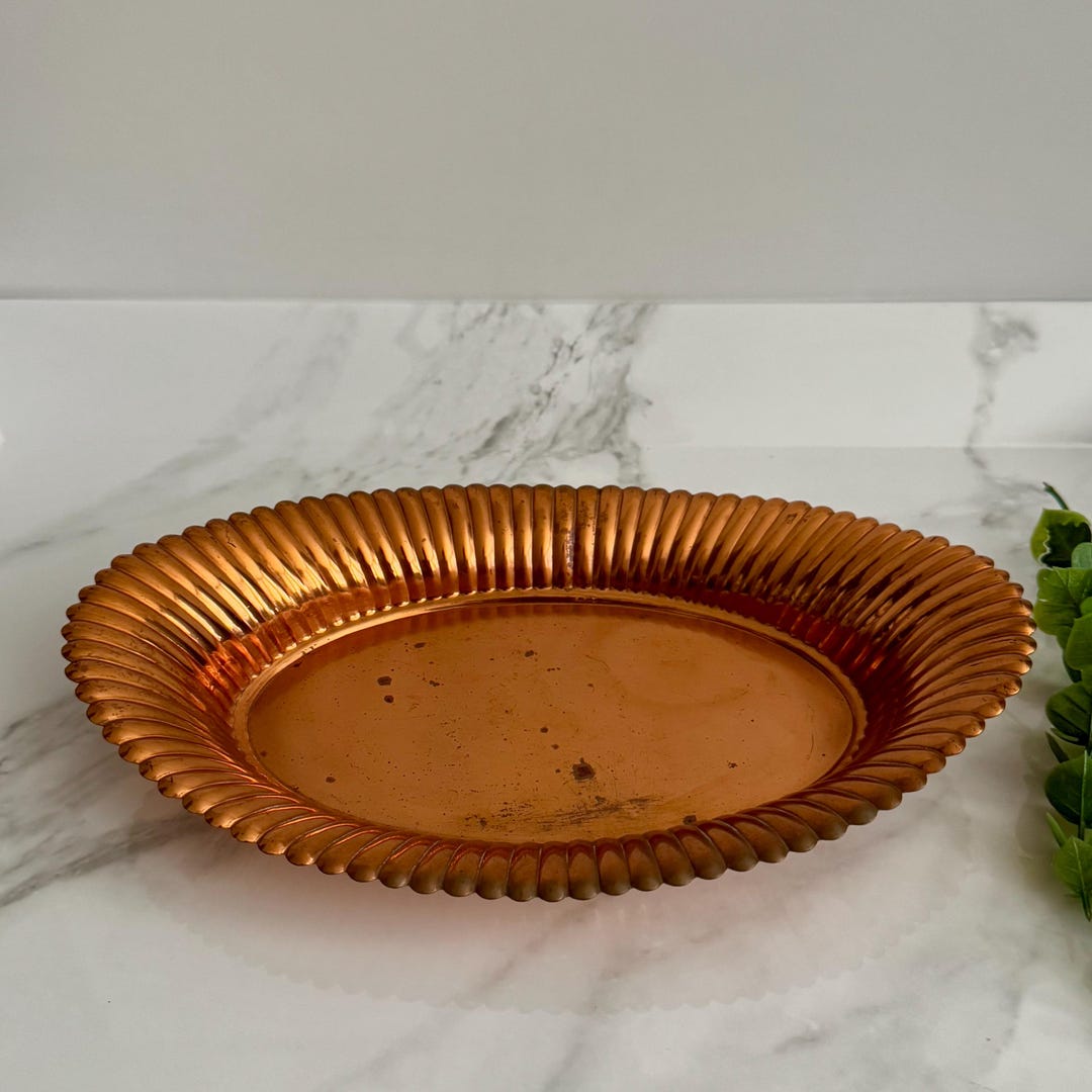 RARE Vintage Copper Tray, Fluted Copper Oval Dish by Rosemar - Etsy