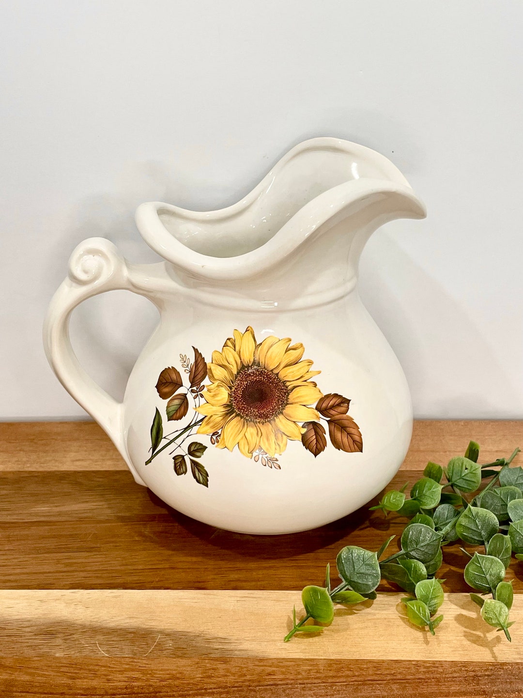 RARE Vintage Mccoy Water Pitcher Sunflower White Water Jug 7515 - Etsy