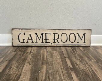 Game Room Antique Style Wood Sign Hand Made Wooden Decor - Etsy