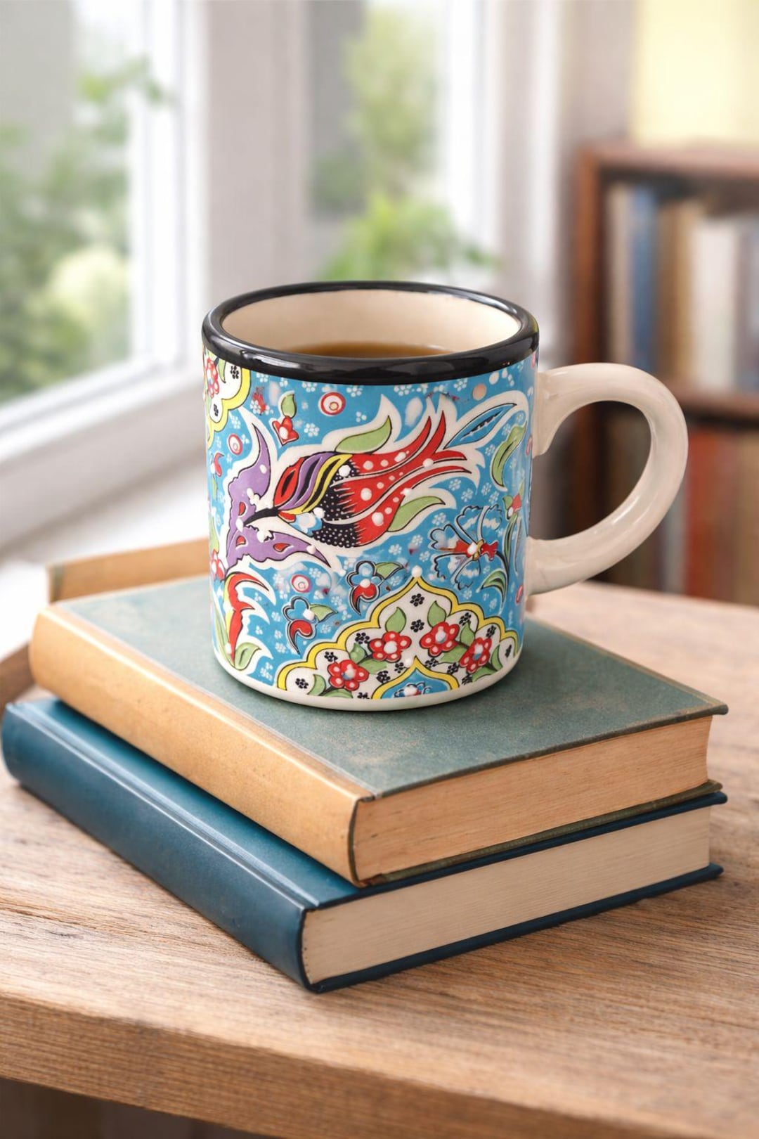 Handmade Floral Ceramic Mug | Colorful Pottery Tea Cup (5oz) - Etsy