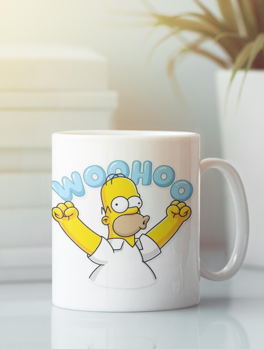 Simpson Woohoo Mug – Cartoon Celebration Mug – Excited Reaction Coffee ...