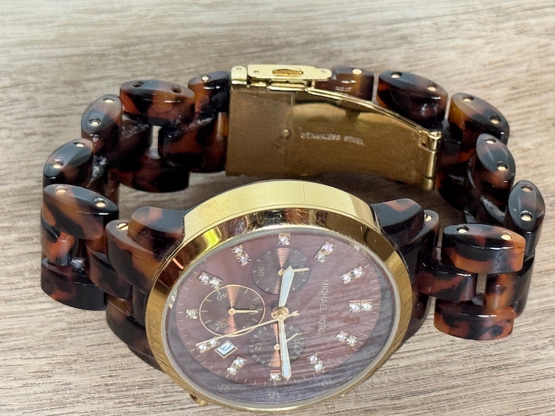 Micheal Kors Tortoise Shell Design Chronograph Watch - Etsy