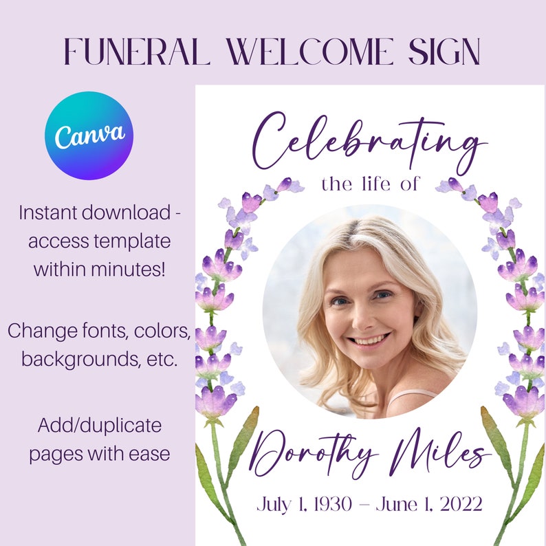 Funeral Welcome Poster Celebration of Life Sign Memorial - Etsy