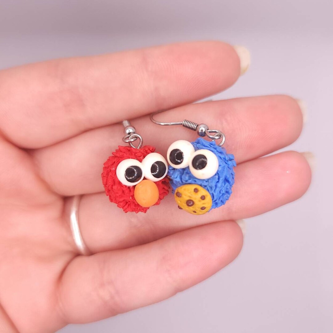 Elmo & Cookie Monster Earrings, Inspired by Sesame Street - Etsy