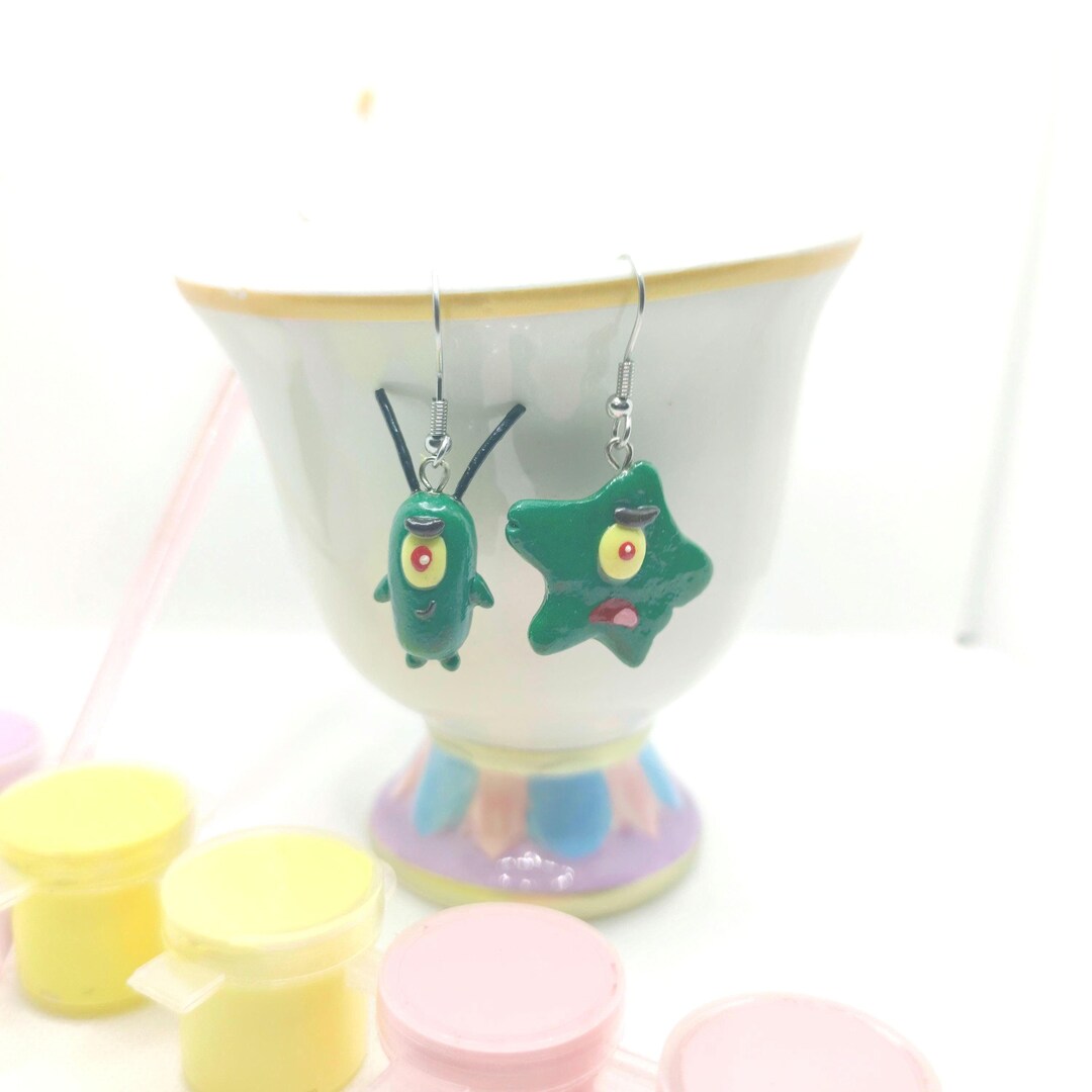 Plankton Earrings, Inspired by Spongebob and Squarepants - Etsy