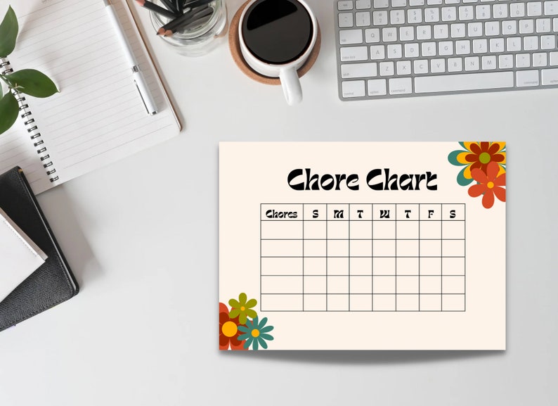 Colorful Floral Chore Chart, Printable Chart, Digital Chart - Etsy