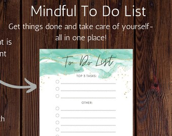Mindful Daily To-do List, Digital Journal, Instant Download, Printable ...