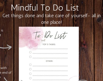 Mindful Daily To-do List, Digital Journal, Instant Download, Printable ...