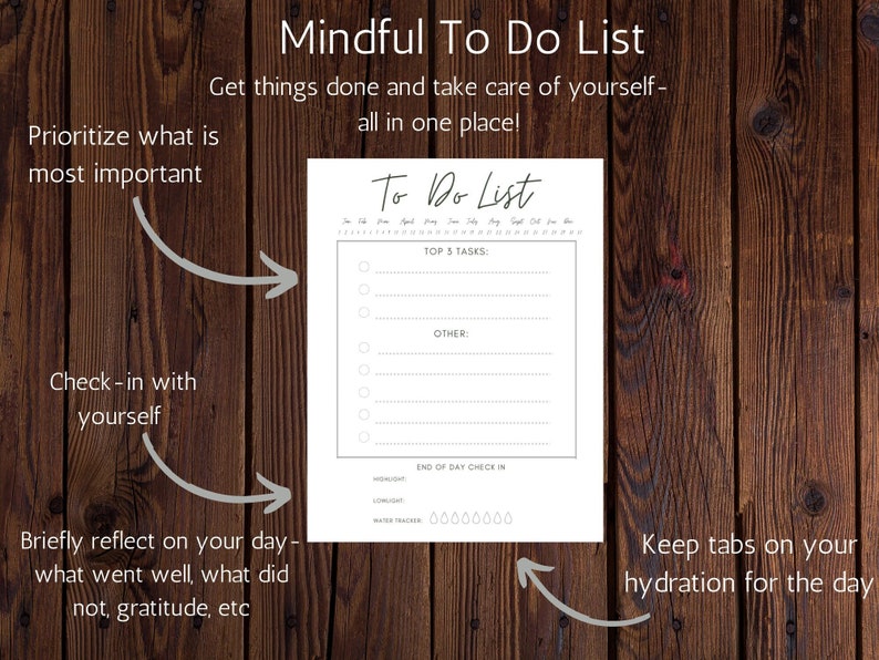 Mindful Daily To-do List, Digital Journal, Instant Download, Printable ...