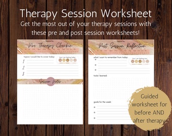 Therapy Worksheets, Pre Therapy Session and Post Therapy Session ...